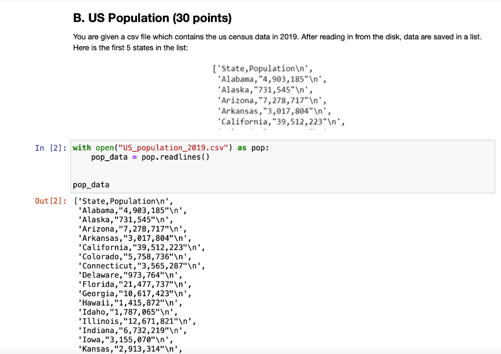 Solved You are given a csv file which contains the us census | Chegg.com