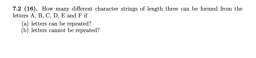 Solved 7.2 (16). How many different character strings of | Chegg.com