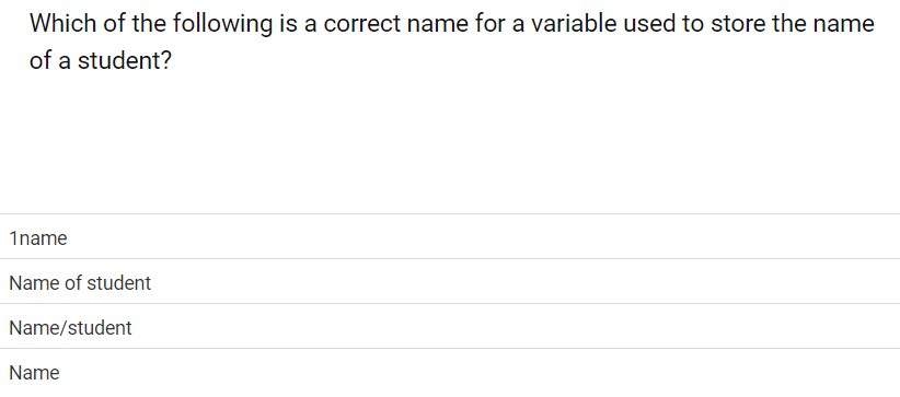 Solved Which of the following is a correct name for a | Chegg.com