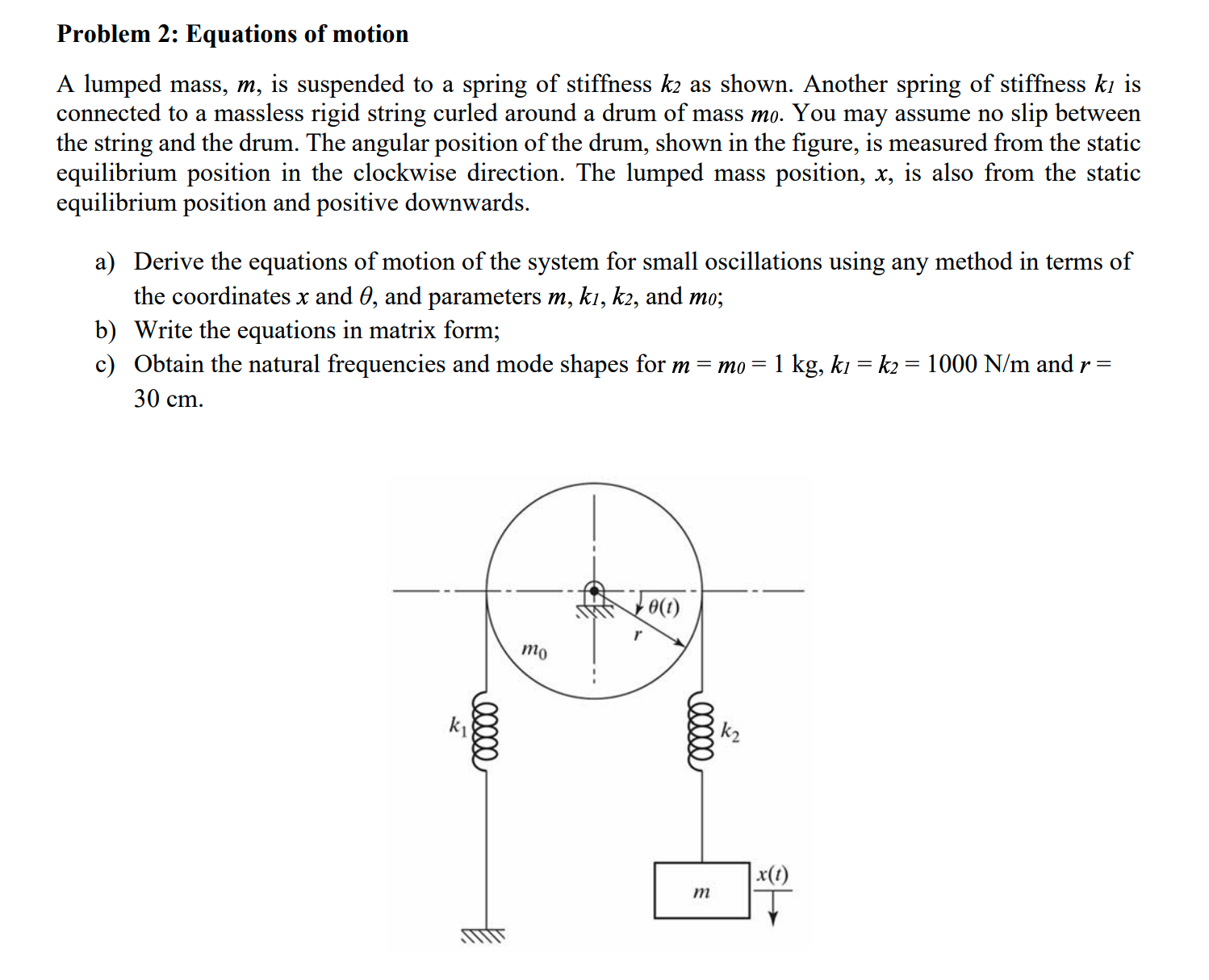 Solved Problem 2: Equations of motionA lumped mass, m, ﻿is | Chegg.com