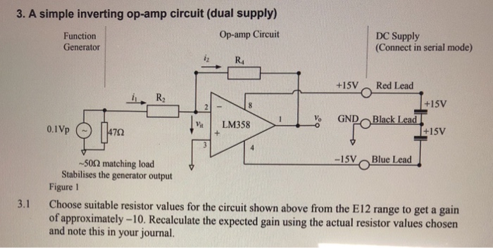 Solved 3. A simple inverting op-amp circuit (dual supply) | Chegg.com