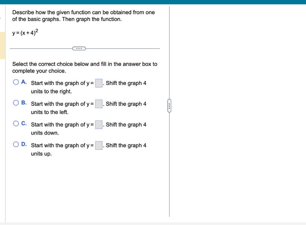 Solved Describe how the given function can be obtained from | Chegg.com