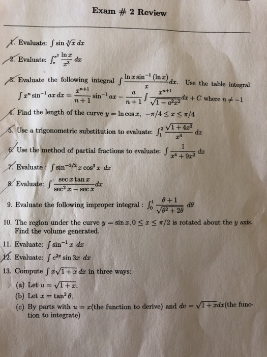Solved Exam # 2 Review . | Chegg.com