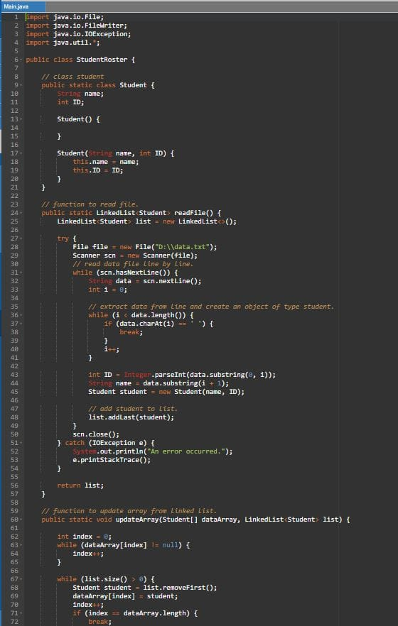 Solved Write a Java program that can maintain a roster of | Chegg.com