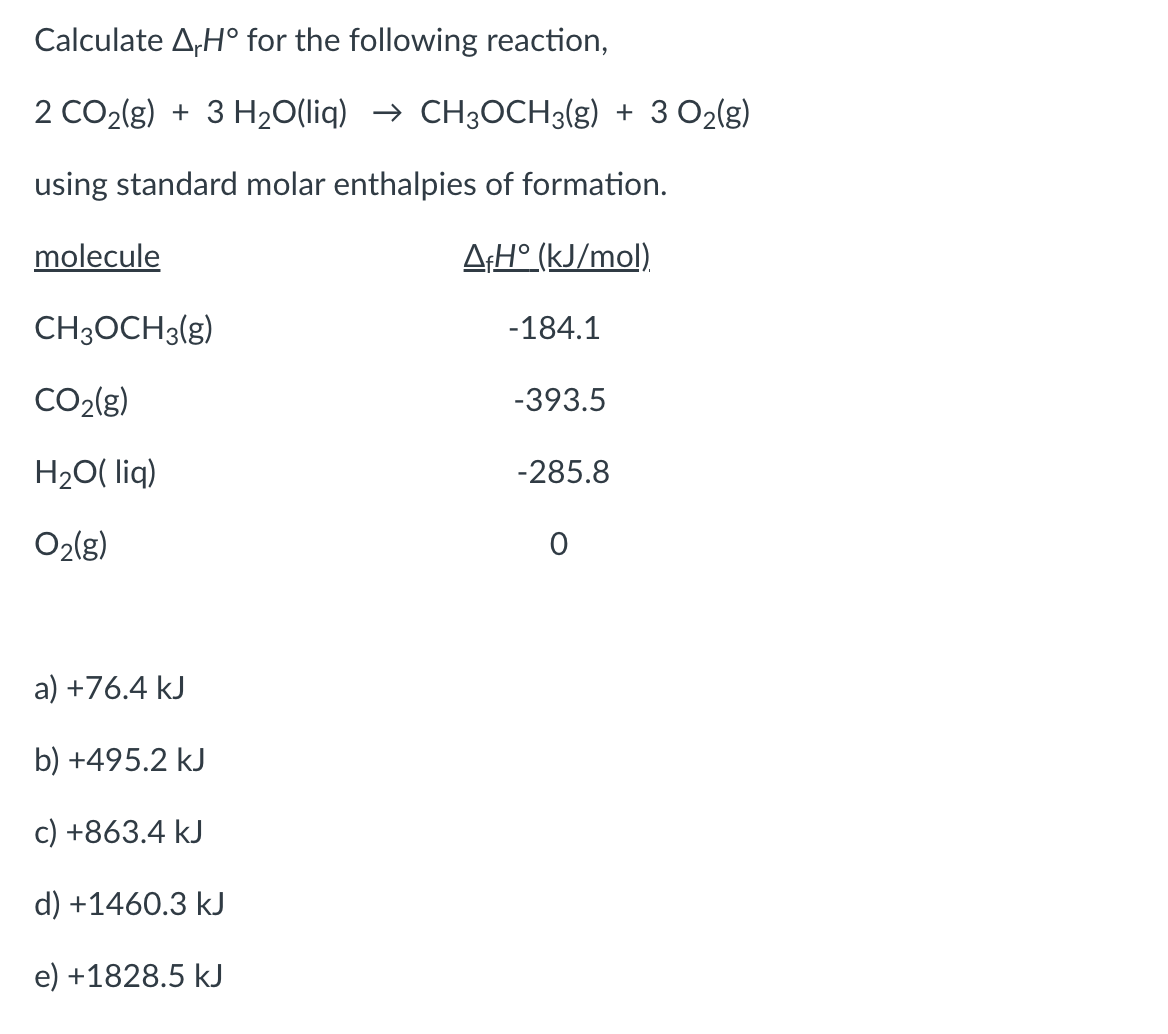 Solved Calculate ΔrH∘ for the following reaction, 2CO2( | Chegg.com