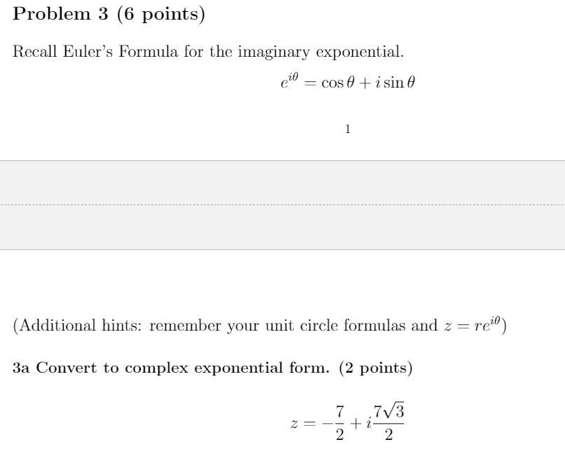 Solved Problem 3 (6 points) Recall Euler's Formula for the | Chegg.com
