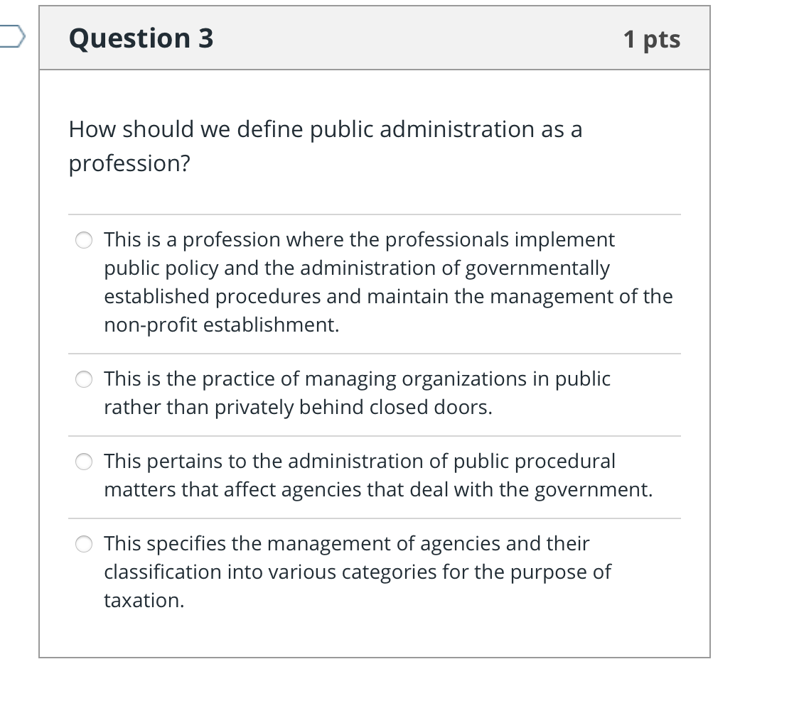 Solved Question 3How should we define public administration | Chegg.com