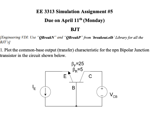 Solved EE 3313 Simulation Assignment #5 Due on April 11th | Chegg.com