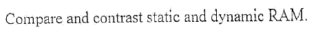 Solved Compare and contrast static and dynamic RAM. | Chegg.com