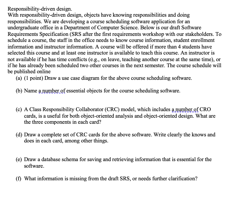 Solved Responsibility-driven design. With | Chegg.com