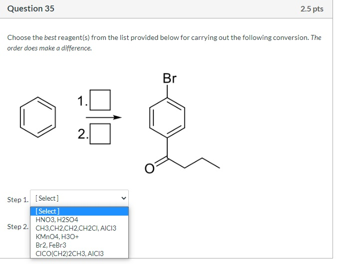 Solved Choose the best reagent(s) from the list provided | Chegg.com
