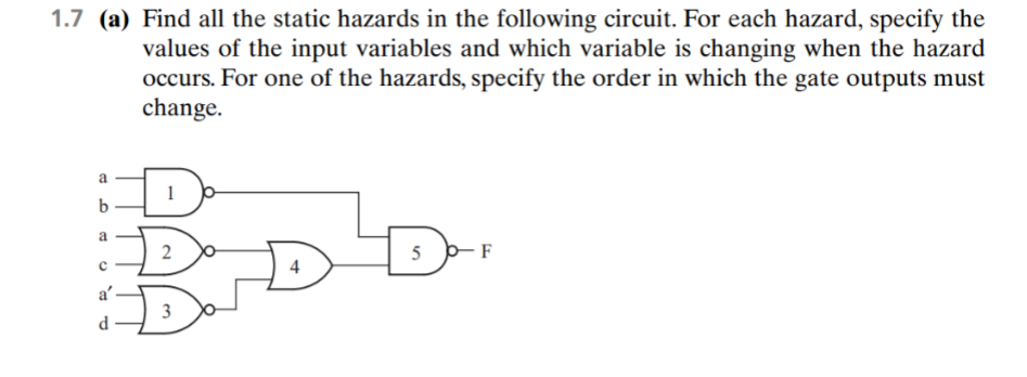 Solved .7 (a) Find all the static hazards in the following | Chegg.com