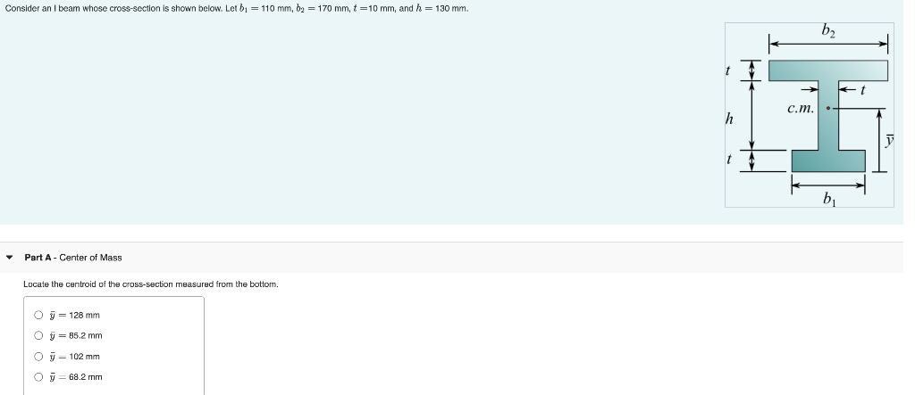 Solved Consider an 1 beam whose cross-section is shown | Chegg.com