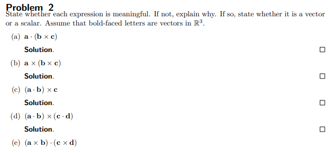 Solved Problem 2 State whether each expression is | Chegg.com