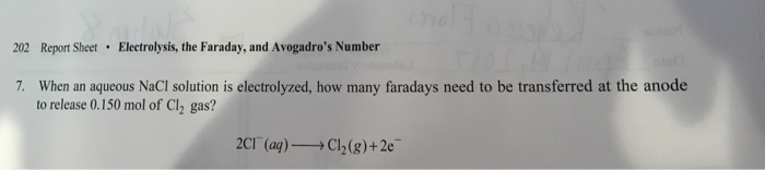 Solved When an aqueous NaCl solution is electrolyzed, how | Chegg.com