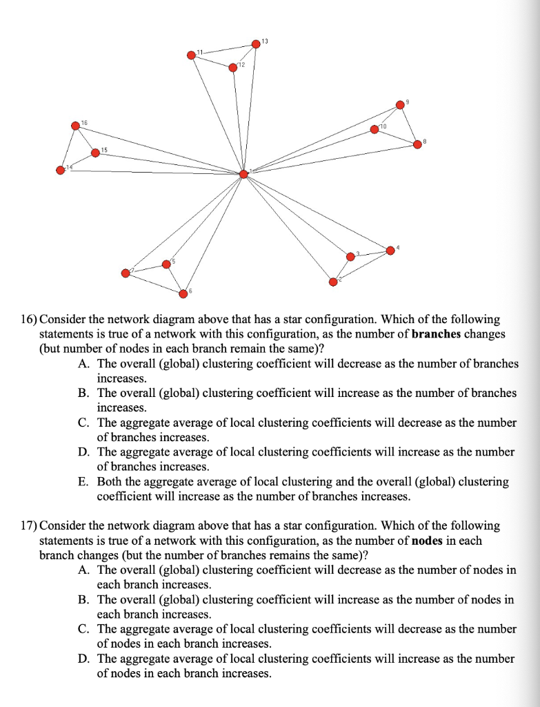 Solved 13 16) Consider the network diagram above that has a | Chegg.com