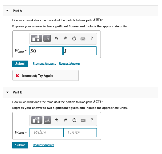 Solved A particle moves from A to D in (Figure 1) while | Chegg.com
