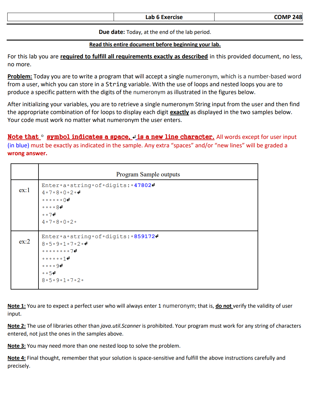 Solved Lab 6 Exercise COMP 248 Due date: Today, at the end | Chegg.com