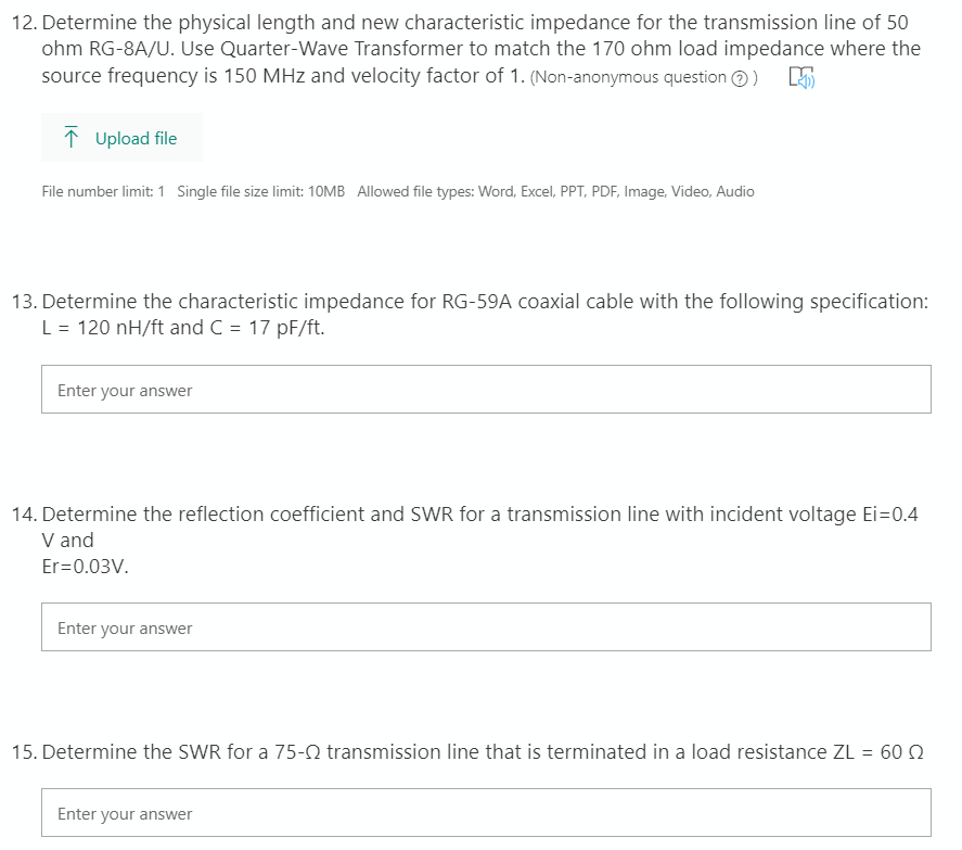 Solved 9. Describe voltage standing wave ratio (VSWR). Enter | Chegg.com