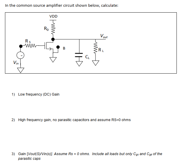 Solved In the common source amplifier circuit shown below, | Chegg.com