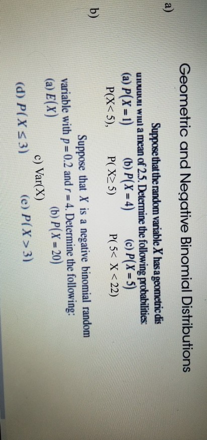 Solved Geometric and Negative Binomial Distributions Suppose | Chegg.com