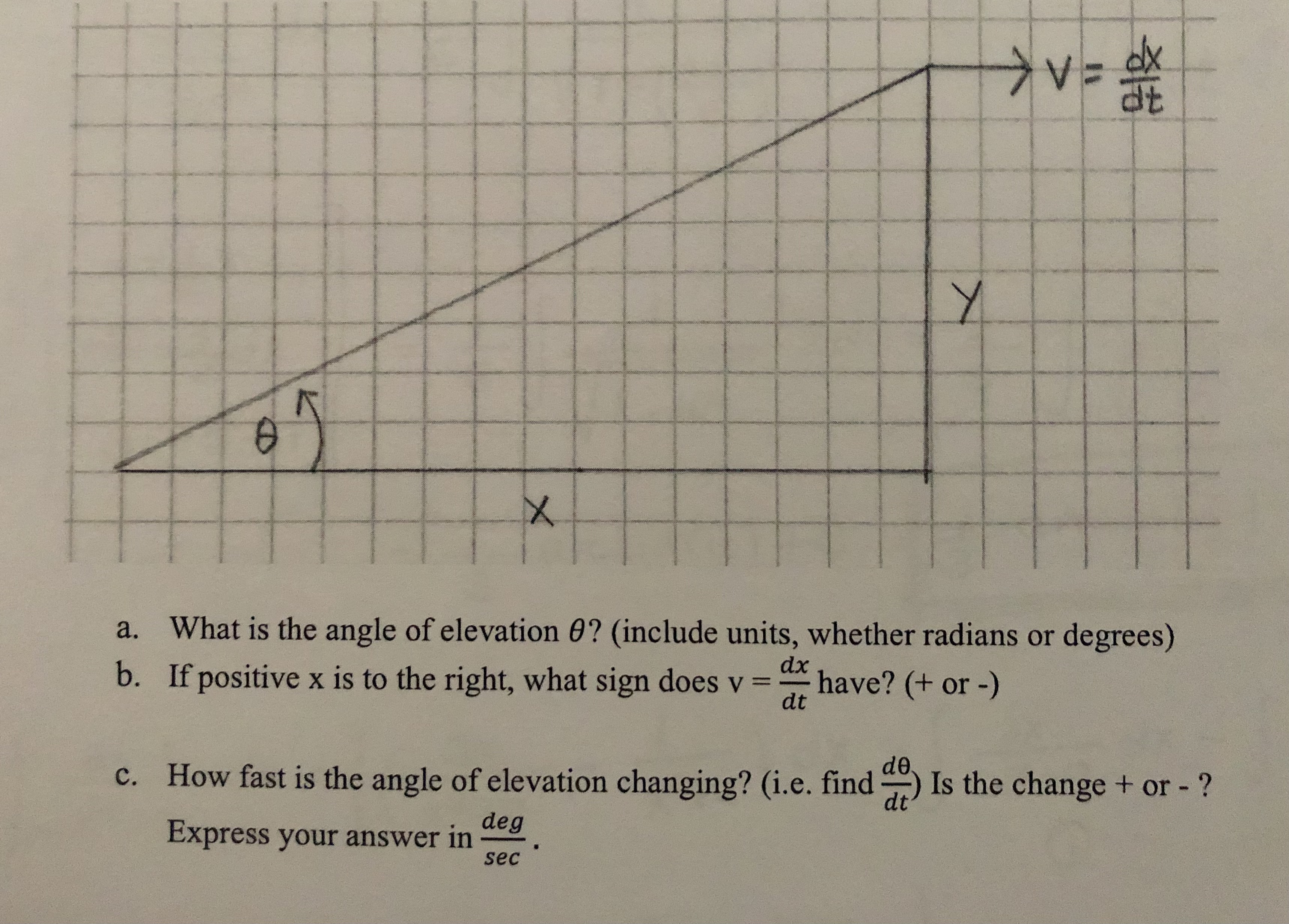 Solved a. What is the angle of elevation θ ? (include units, | Chegg.com