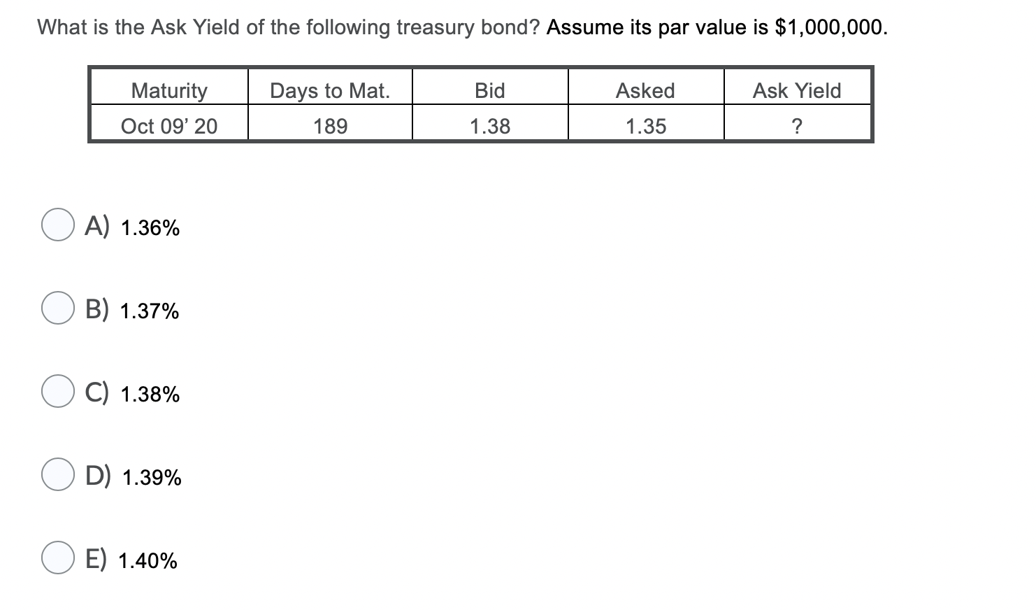 Solved What is the Ask Yield of the following treasury bond? | Chegg.com