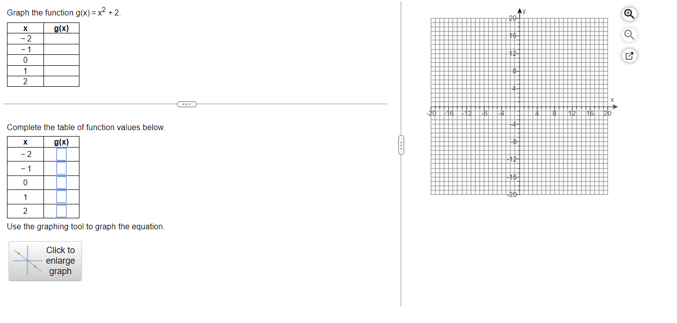 Solved Graph the function g(x)=x2+2 Complete the table of | Chegg.com