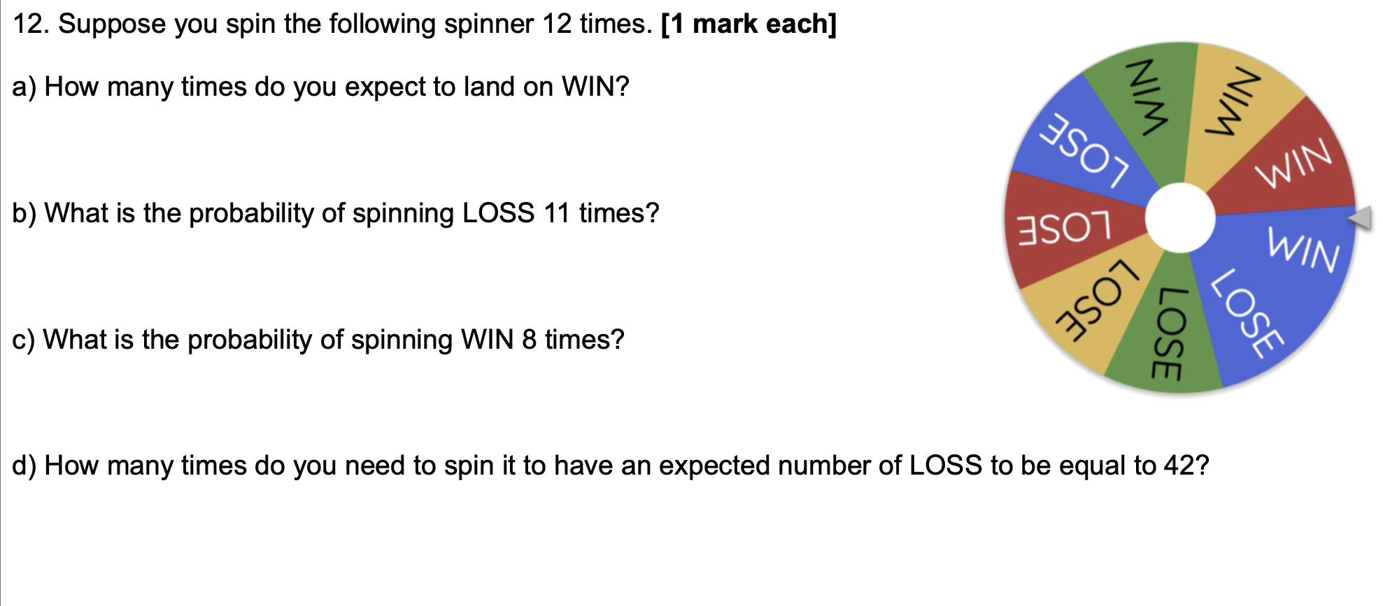 Solved Suppose you spin the following spinner 12 ﻿times. [1 | Chegg.com