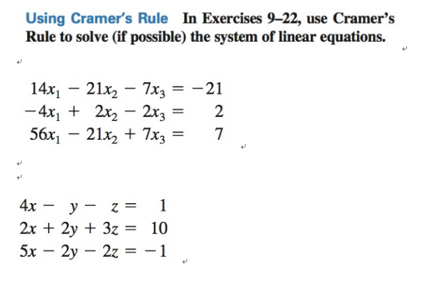 Solved Using Cramer's Rule In Exercises 9-22, use Cramer's | Chegg.com
