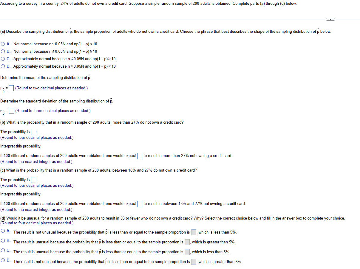 Solved A Describe The Sampling Distribution Of P The
