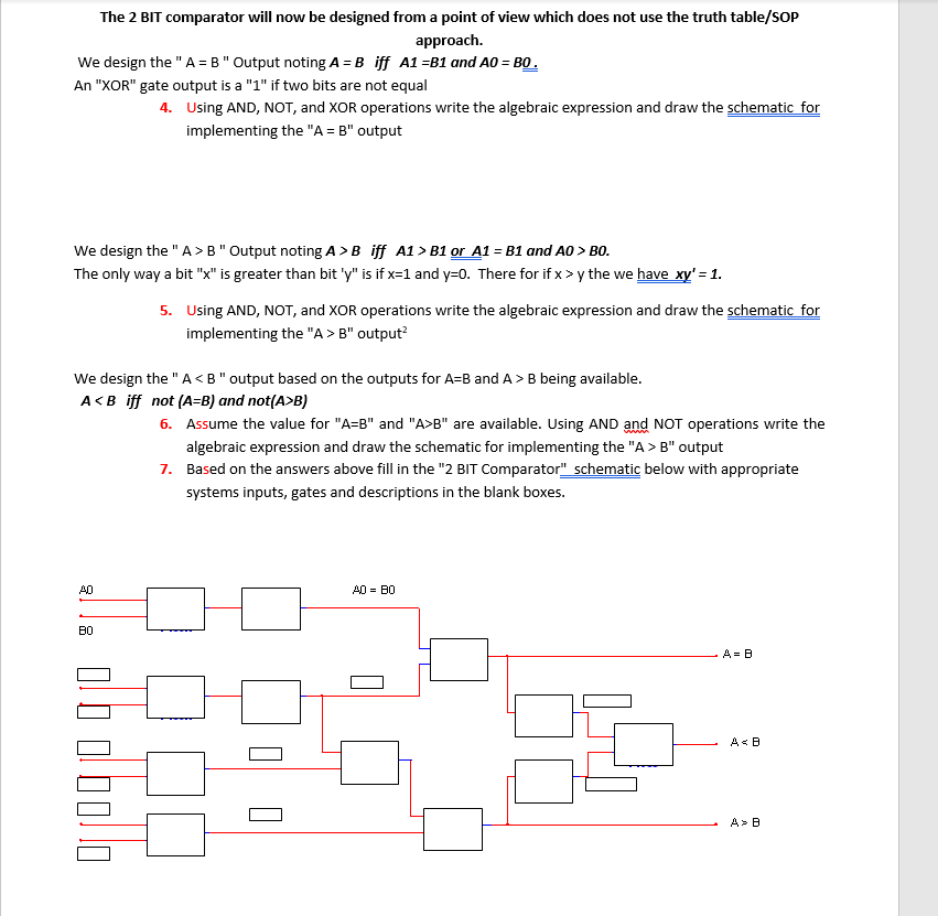 Building a "2 Bit" Comparator. A comparator is a | Chegg.com