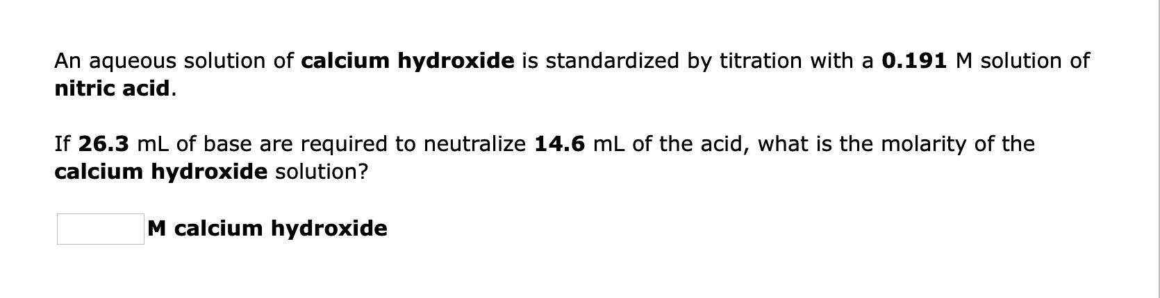 Solved An aqueous solution of calcium hydroxide is | Chegg.com