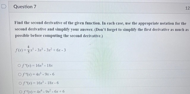 Solved Find the second derivative of the given function. In | Chegg.com