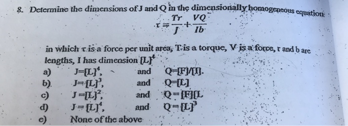 Solved 8. Determine the dimensions of J and Q in the | Chegg.com