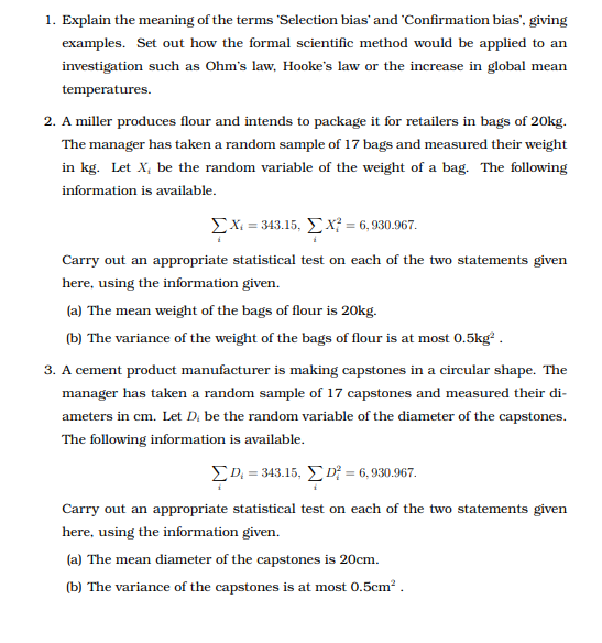 Solved 1. Explain the meaning of the terms 'Selection bias' | Chegg.com