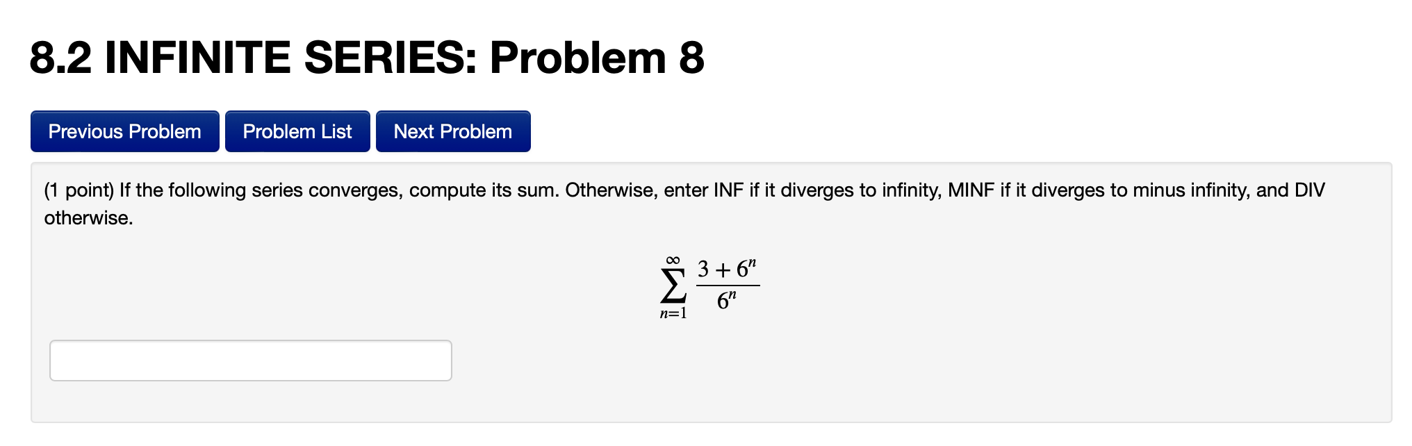 Solved (1 point) If the following series converges, compute | Chegg.com