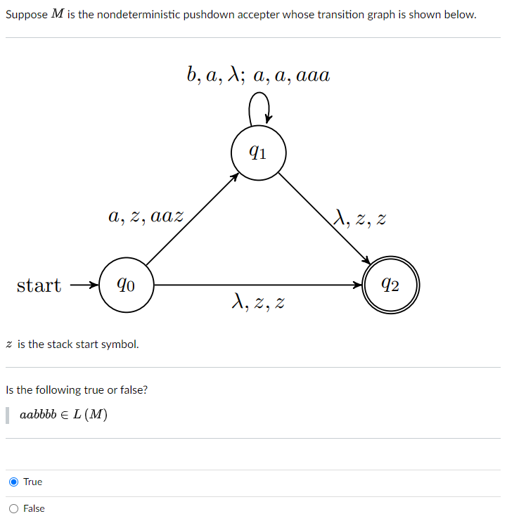 Solved Suppose M is the nondeterministic pushdown accepter | Chegg.com