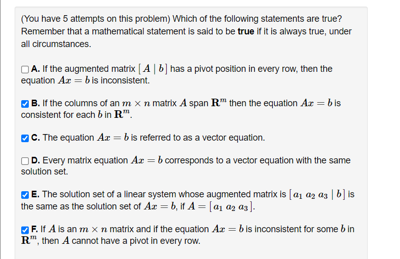 Solved (You have 5 attempts on this problem) Which of the | Chegg.com