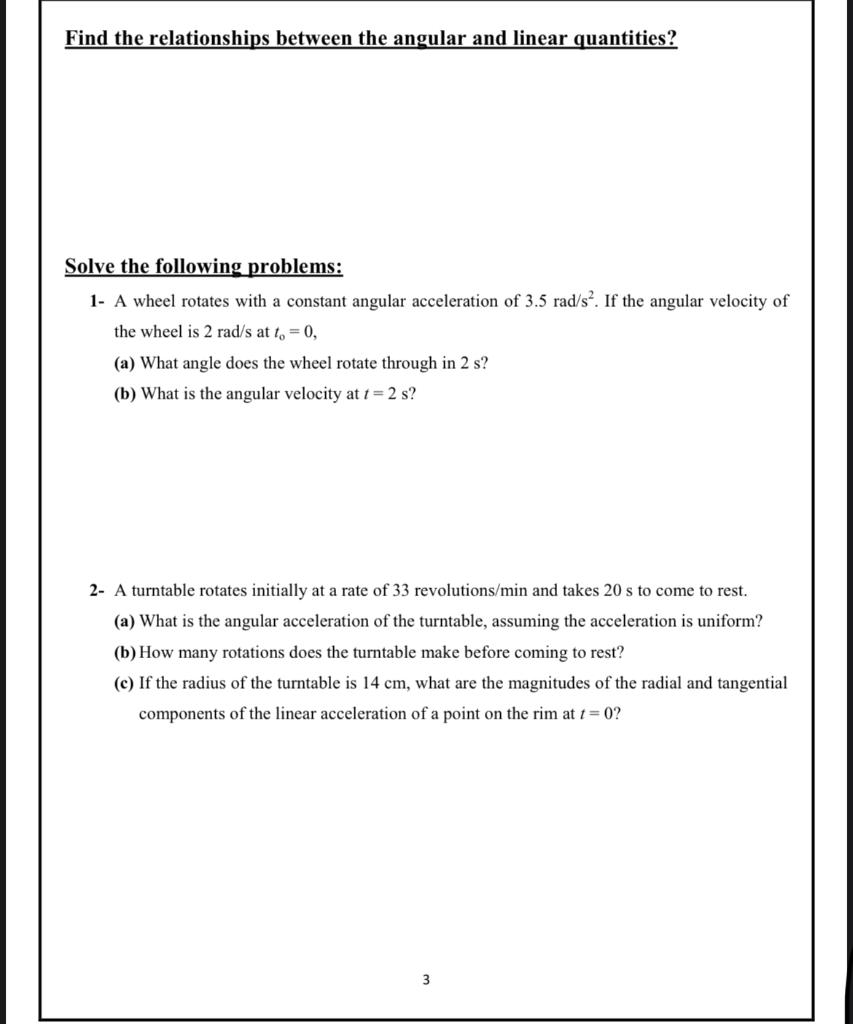 Solved Find the relationships between the angular and linear | Chegg.com