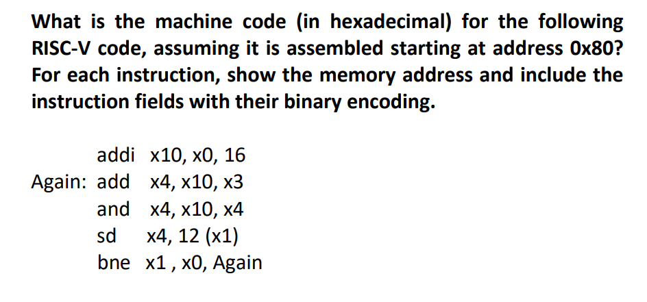 Solved What is the machine code (in hexadecimal) ﻿for the | Chegg.com