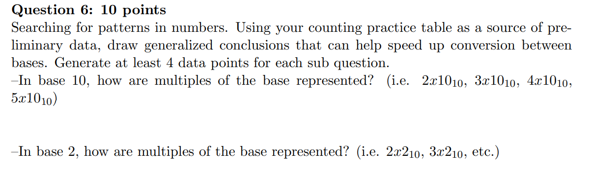 Question 6: 10 points Searching for patterns in | Chegg.com