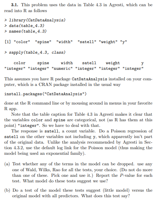Solved 3.1. This problem uses the data in Table 4.3 in | Chegg.com
