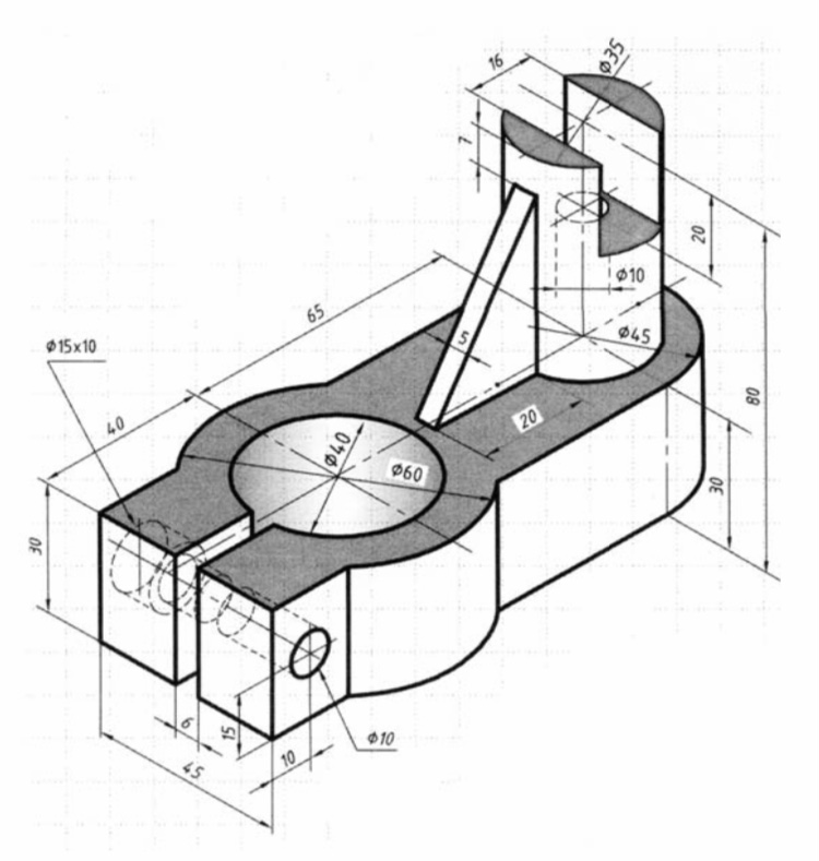 Solved draw and scale three views of the perspective model | Chegg.com