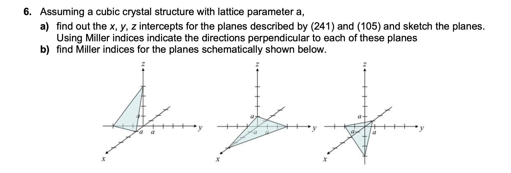 Solved 6. Assuming a cubic crystal structure with lattice | Chegg.com