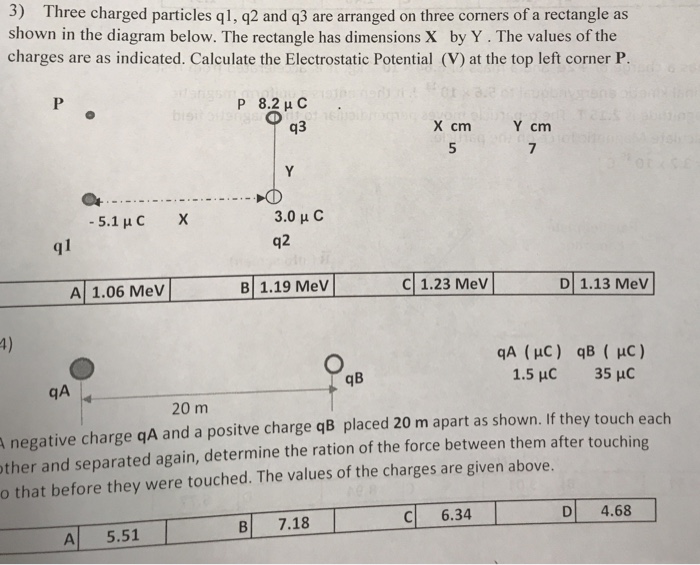 Solved 3) Three charged particles ql, q2 and q3 are arranged | Chegg.com