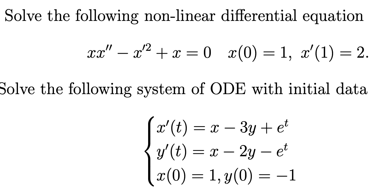 Solved Solve the following non-linear differential equation | Chegg.com