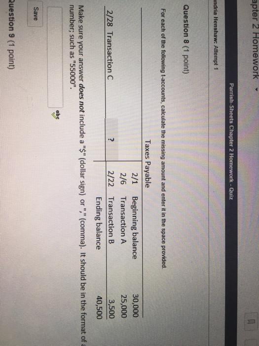 Solved apter 2 Homework Parrish-Sheets Chapter 2 | Chegg.com