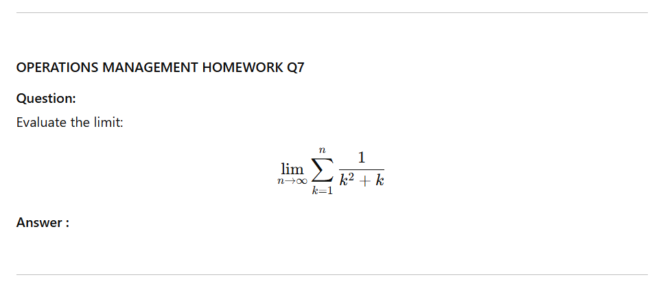 Solved OPERATIONS MANAGEMENT HOMEWORK Q7Question:Answer:DONT | Chegg.com