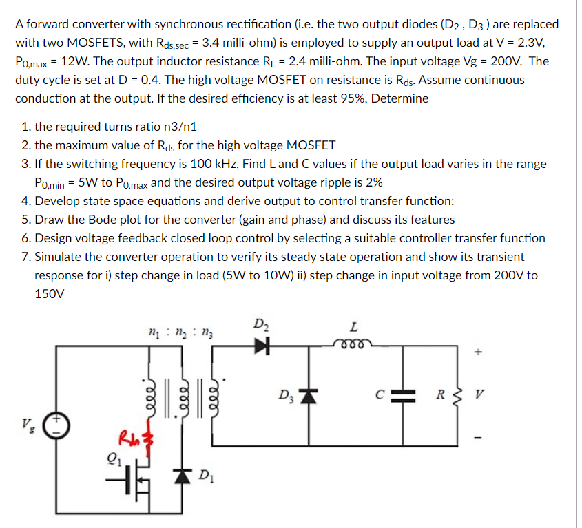 A forward converter with synchronous rectification | Chegg.com